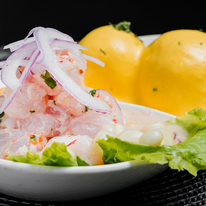 Ceviche con papa a la huancaina - chifaperuanomadrid